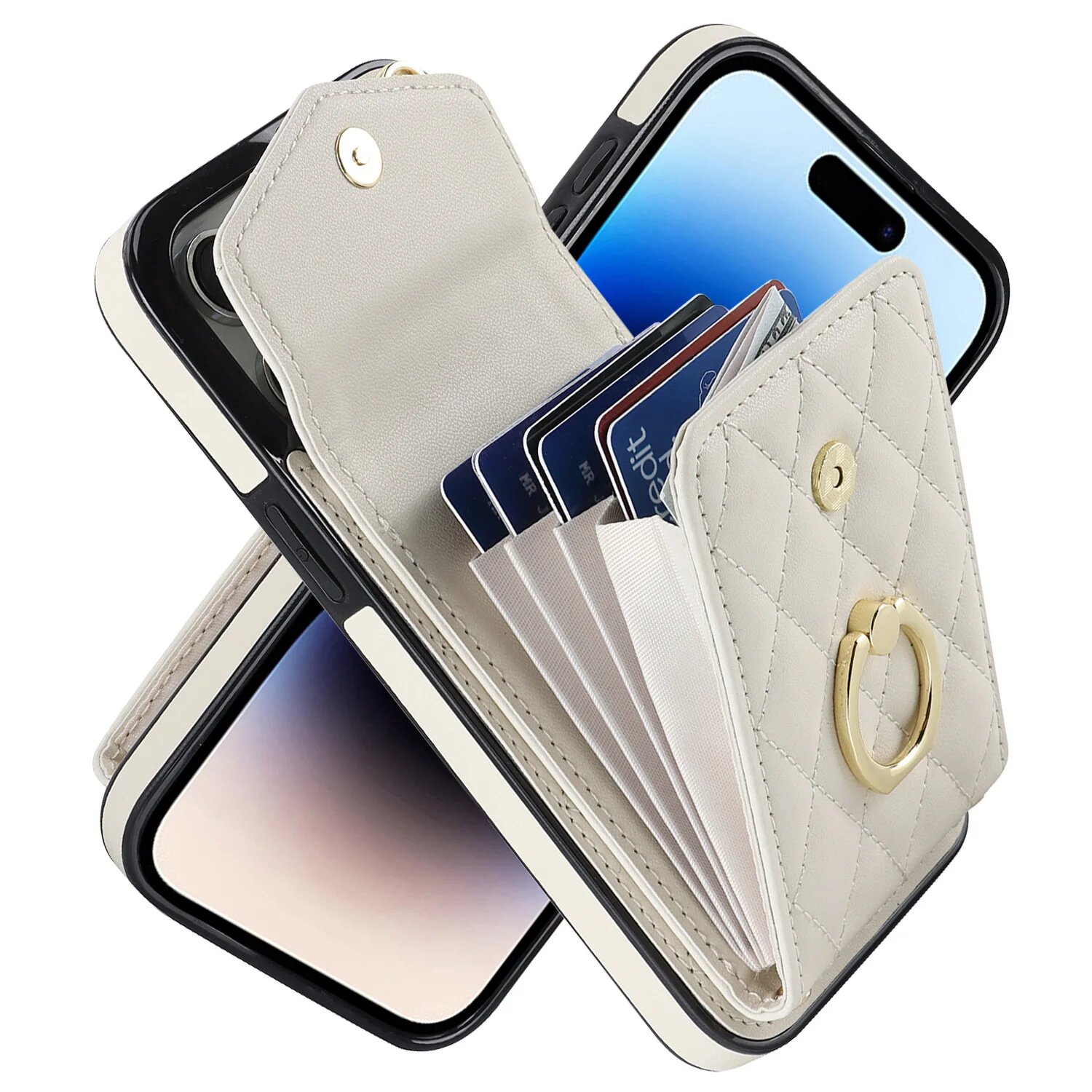 Чехол-кошелек С RFID-защитой Для iPhone 15/16/17 Pro Max С Держателем Для Карт, Beige, iPhone 16