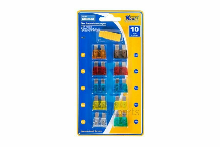 KRAFT KT870018 набор предохранителей В блистере (стандарт 10 ШТ.) С пинцетом