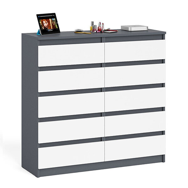 Комод Мори МК1200.10, цвет графит/белый