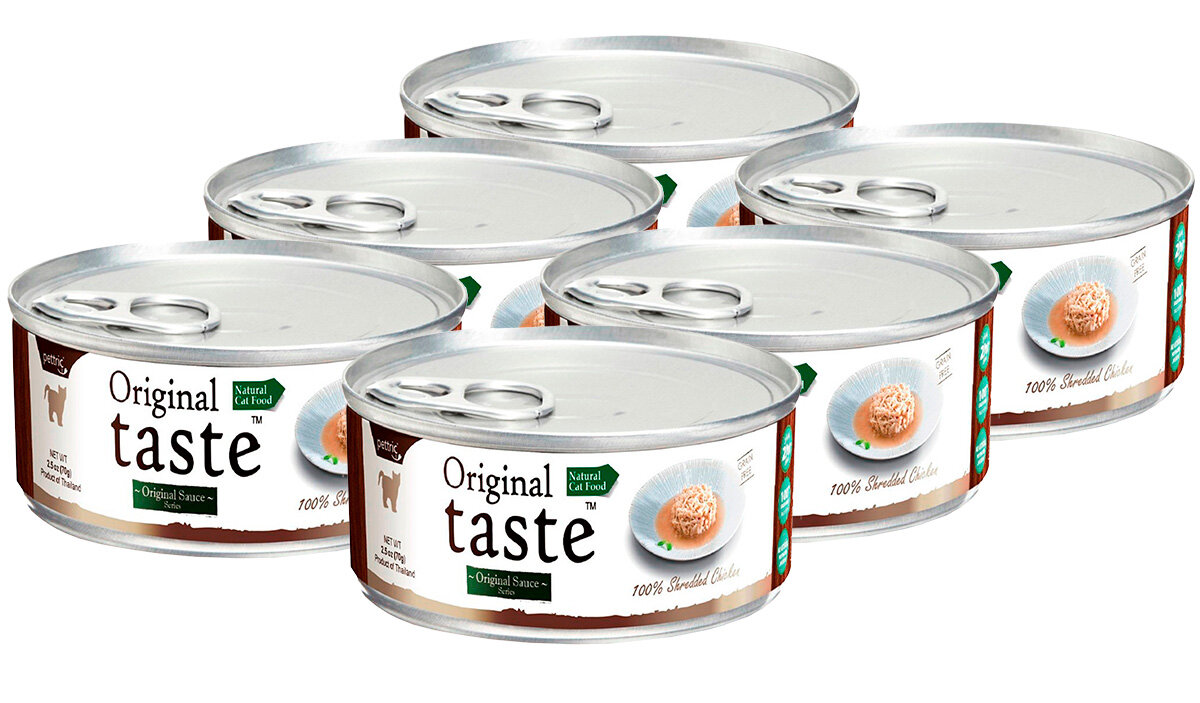 Корм влажный Pettric Original Taste Grain Free Chicken беззерновой для взрослых кошек, курица в соусе, 70 гр х 6 шт