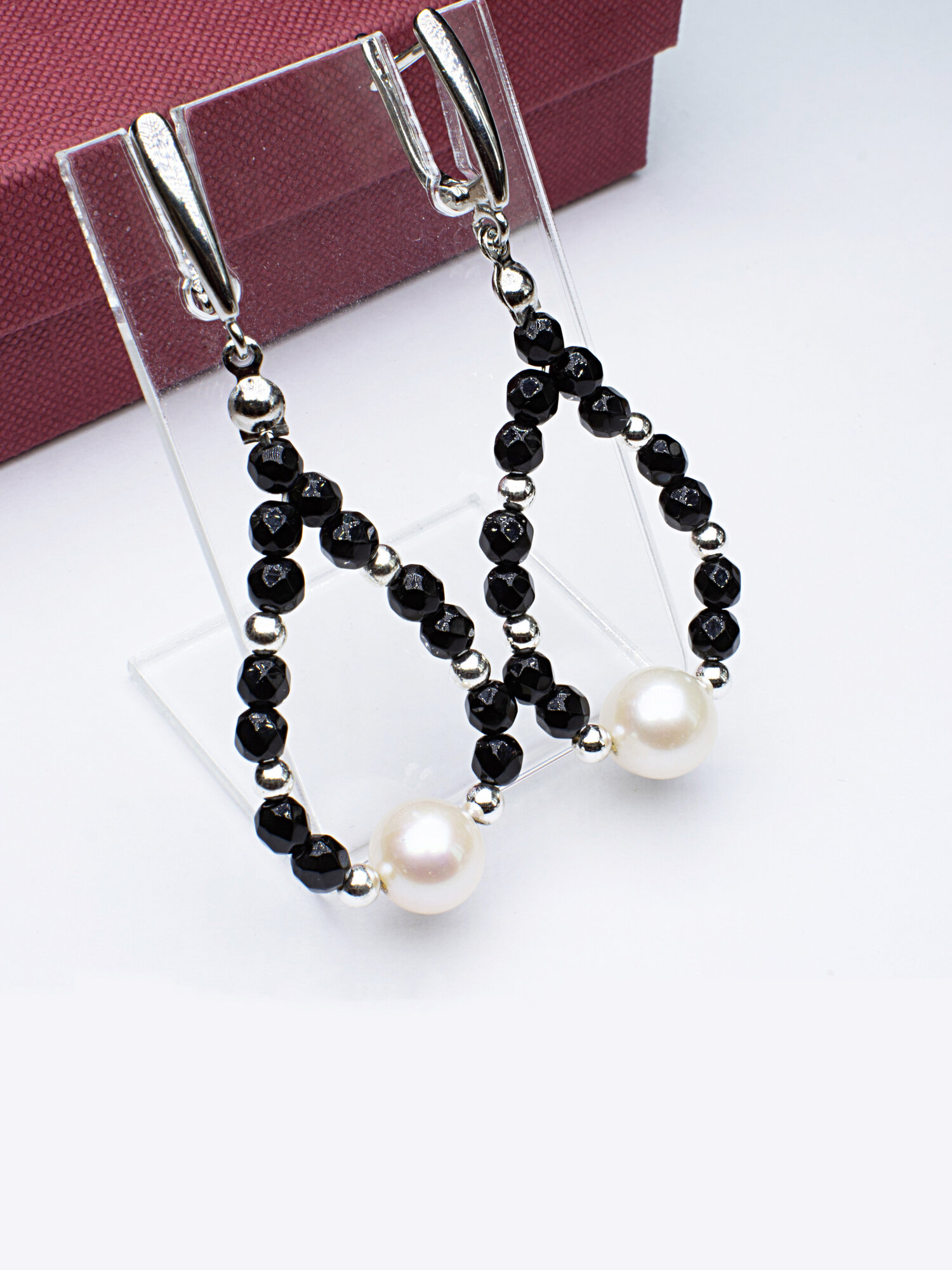 Серьги с подвесками, жемчуг пресноводный культивированный, агат