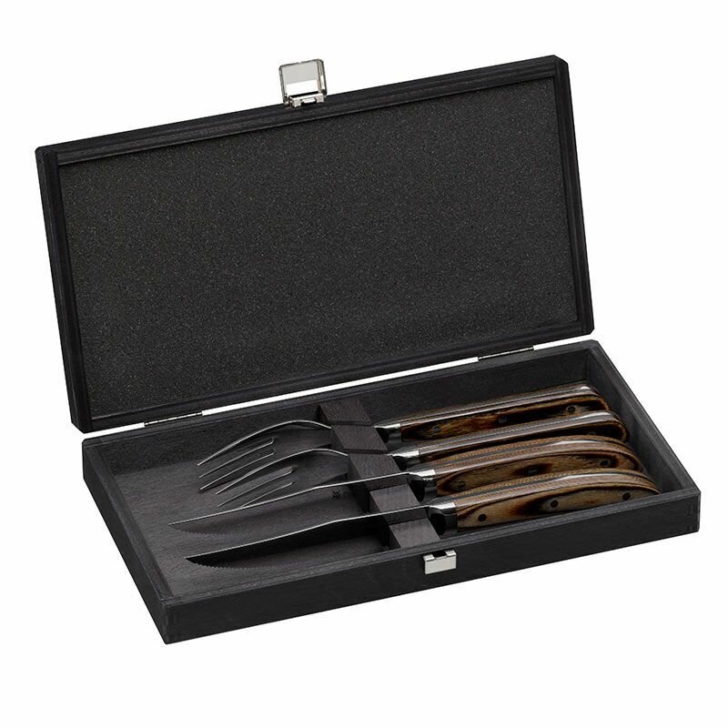 Приборы для стейка в деревянной коробке WMF Rodeo 2*2