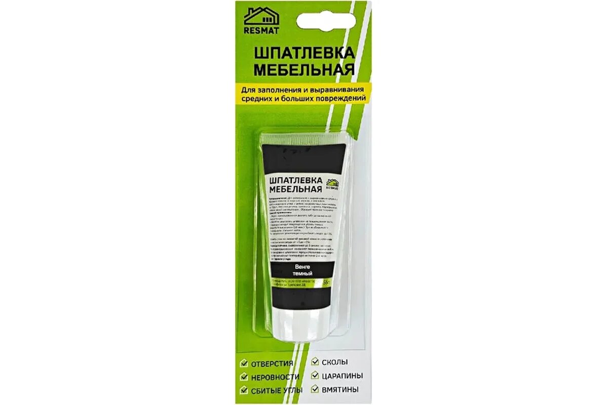 Resmat , Шпатлевка мебельная, цвет венге темный, 55гр. (блистер) арт. 2407