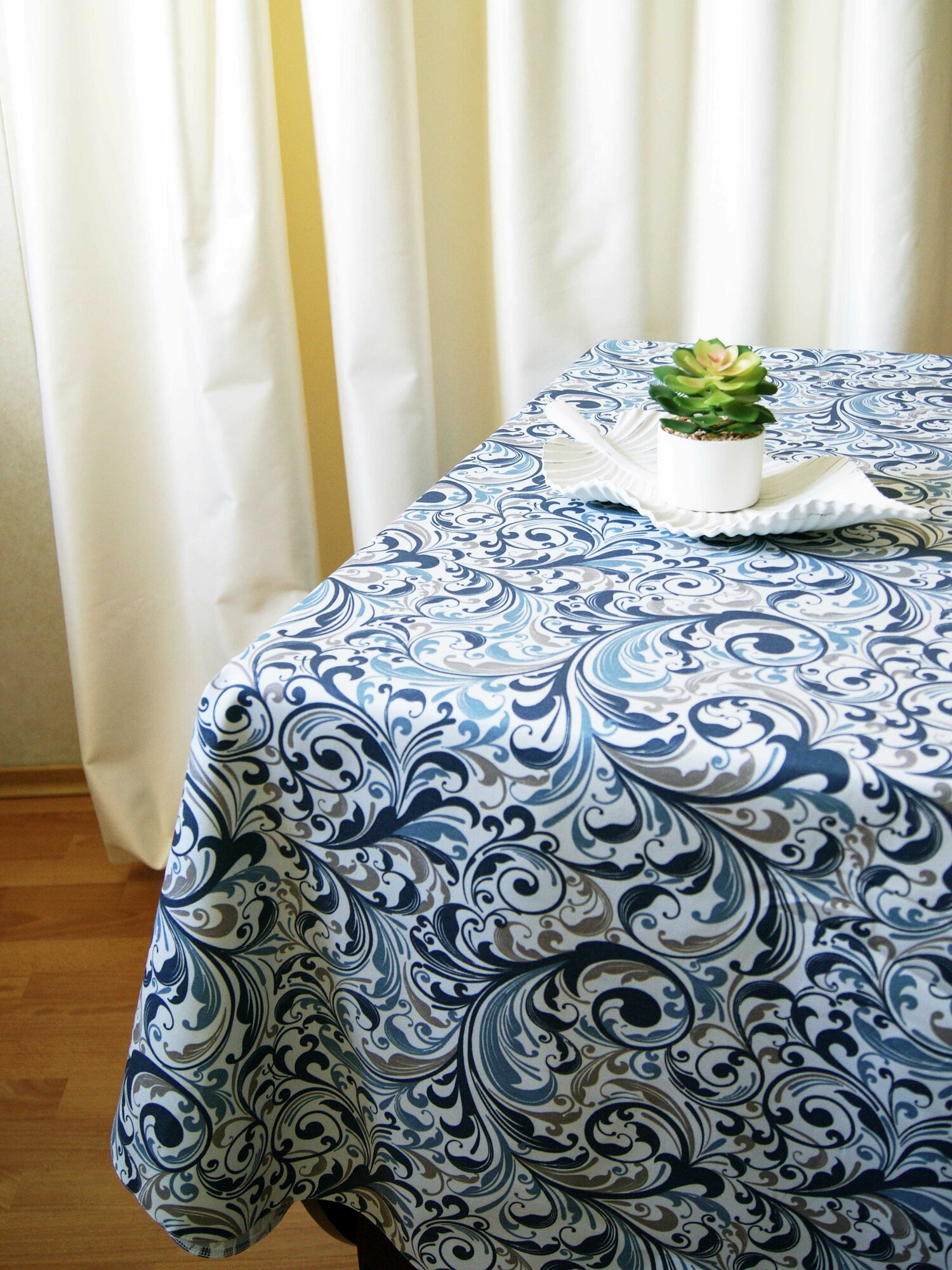 Скатерть на стол для кухни Моготекс прямоугольная, 260*145 см, водо и пятноотталкивающая пропитка, хлопок/пэ 4962/10