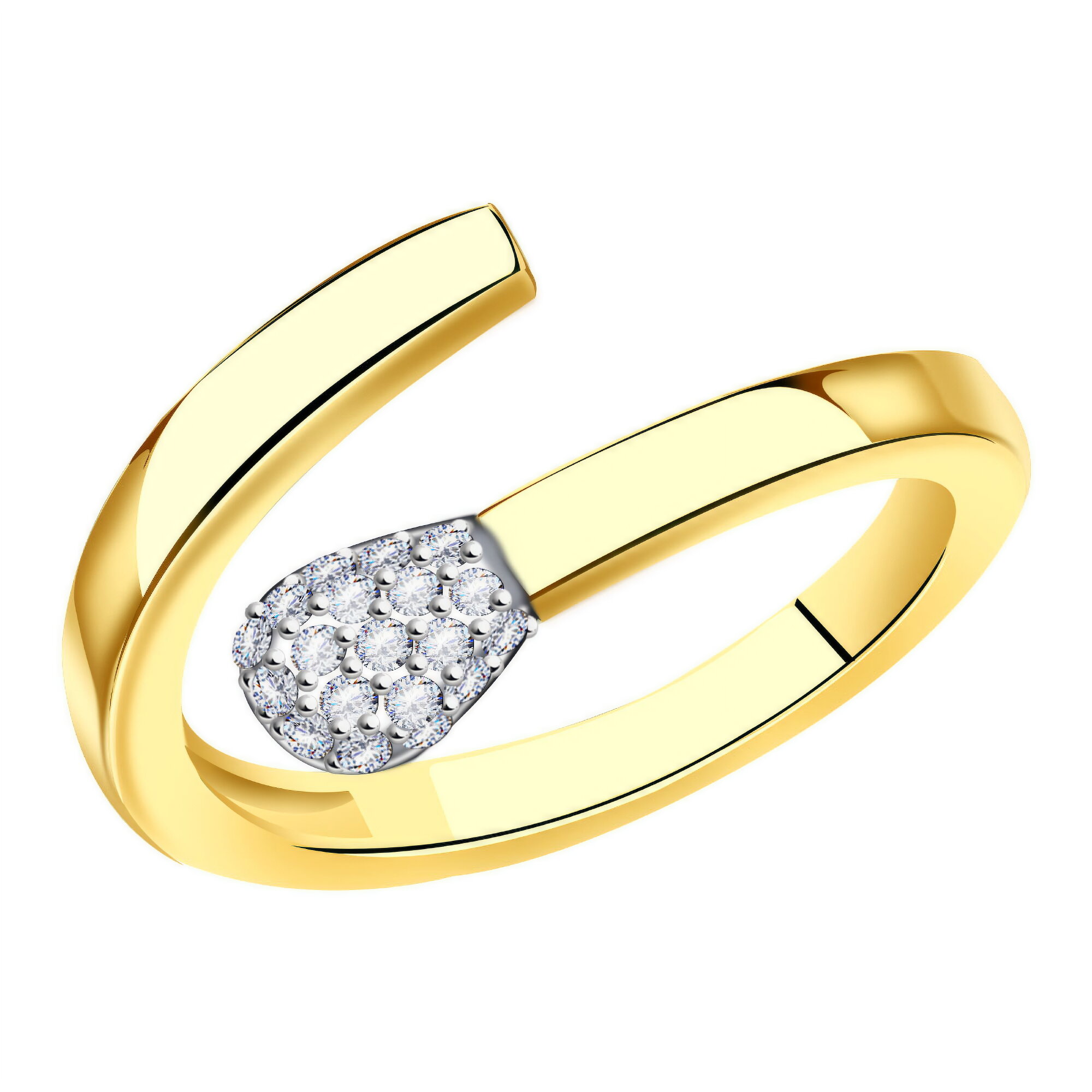 Кольцо, желтое золото, 585 проба, фианит