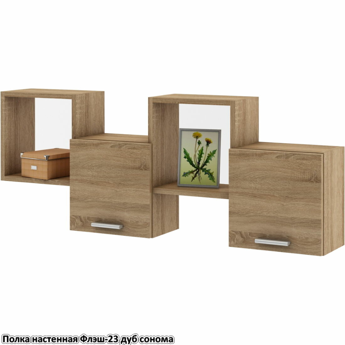 Полка настенная Флэш-23 Дуб-сонома, ЛДСП, МФ Владимир VMF, 115,2х44,2х19,6 см.