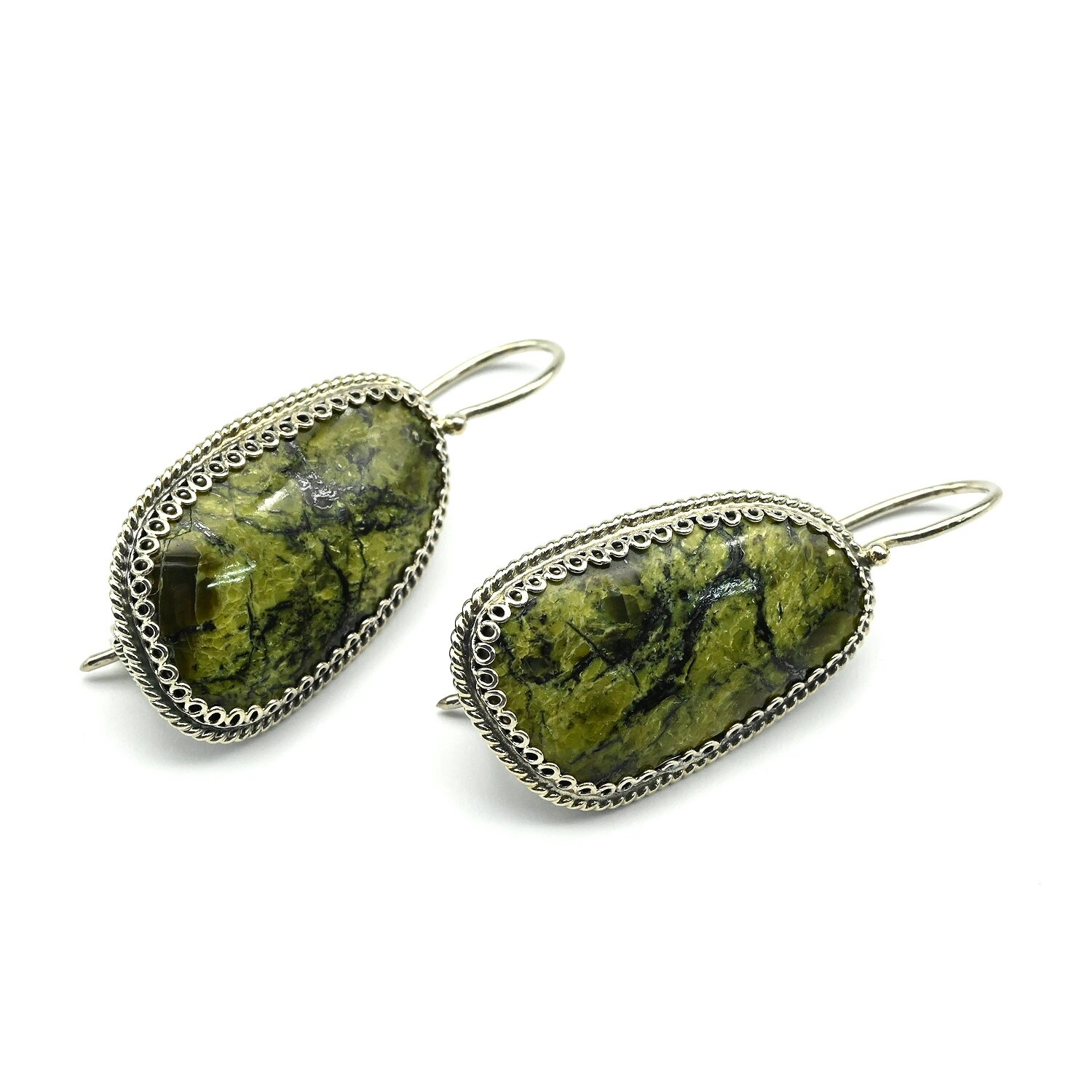 Серьги, змеевик