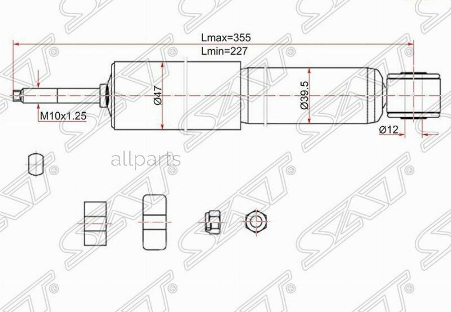 SAT ST-48500-29606 Амортизатор Toyota Lite Ace 92-96 / Town Ace Noah 96-98 (Спереди/ Справа=Слева)