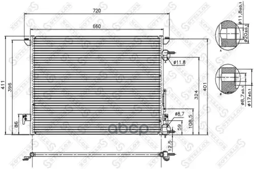AVA OLA5333=OL5333=BH7402507=VL817647[1850076]! радиатор кондOpel Vectra C 1.6-2.2 02> Stellox арт. 1045031SX