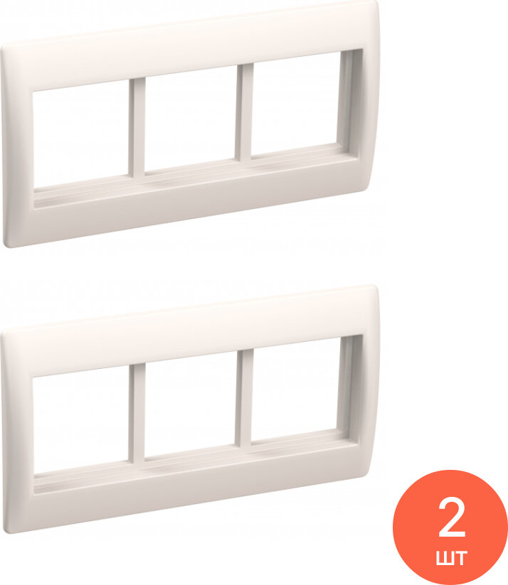 Рамка электроустановочная IEK / ИЭК Праймер суппорт CKK-40D-RSU6-075-K01 для кабельных каналов, белая 6 модулей, 75мм / для розеток (комплект из 2 шт)
