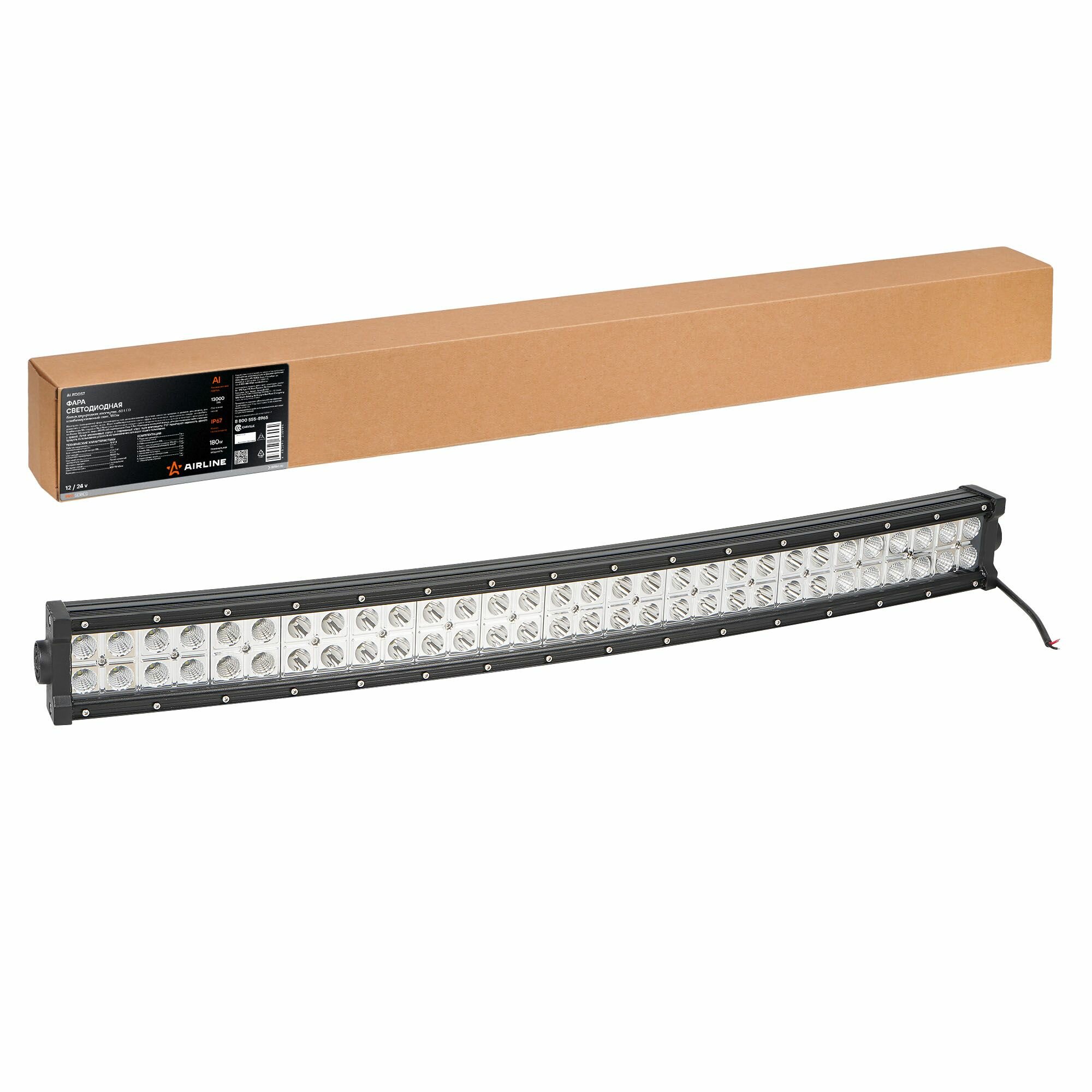 Фара светодиодная балка двухрядная 180W 820х78х60 60 LED комбинир. свет 12/24V (AIRLINE)