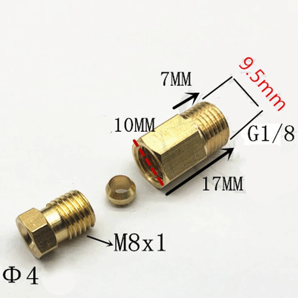 Компрессионные фитинги из меди M4 M6 M8 M10 1l8 BSPP - 4mm