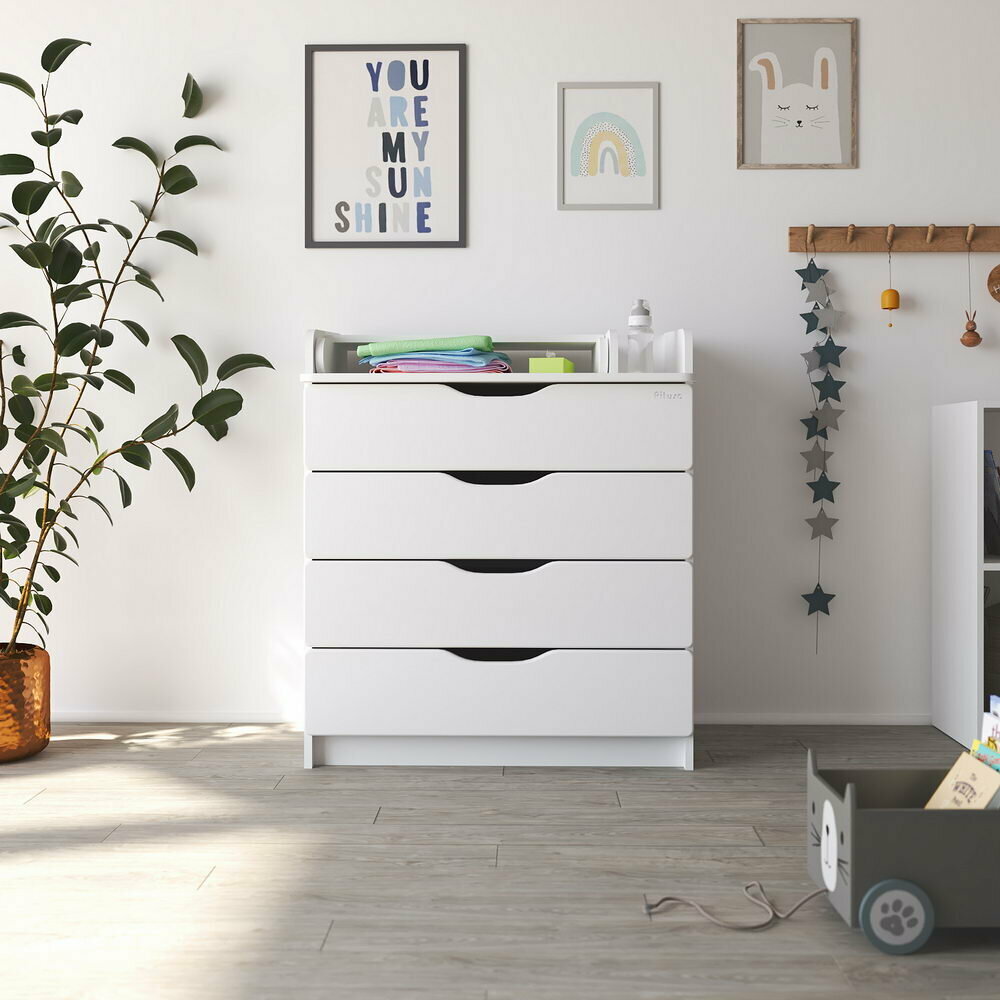 Комод пеленальный Pituso Wood, 80 х 94 см, 4 ящика, белый аляска