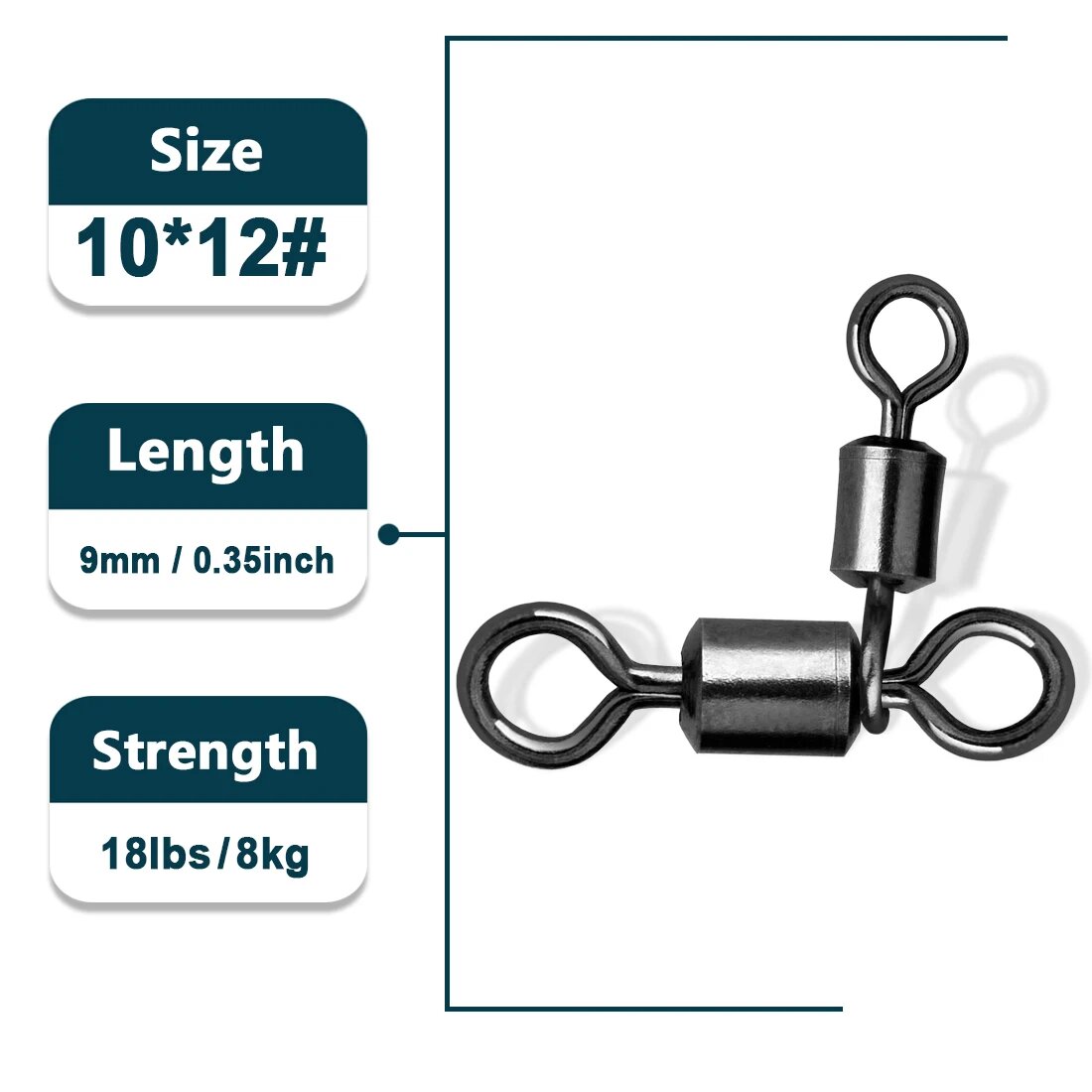 9KM DWLIFE 3-сторонние вертлюги для рыбалки stainless steel & brass 25~100 25 Pcs, Size 10X12 8kg