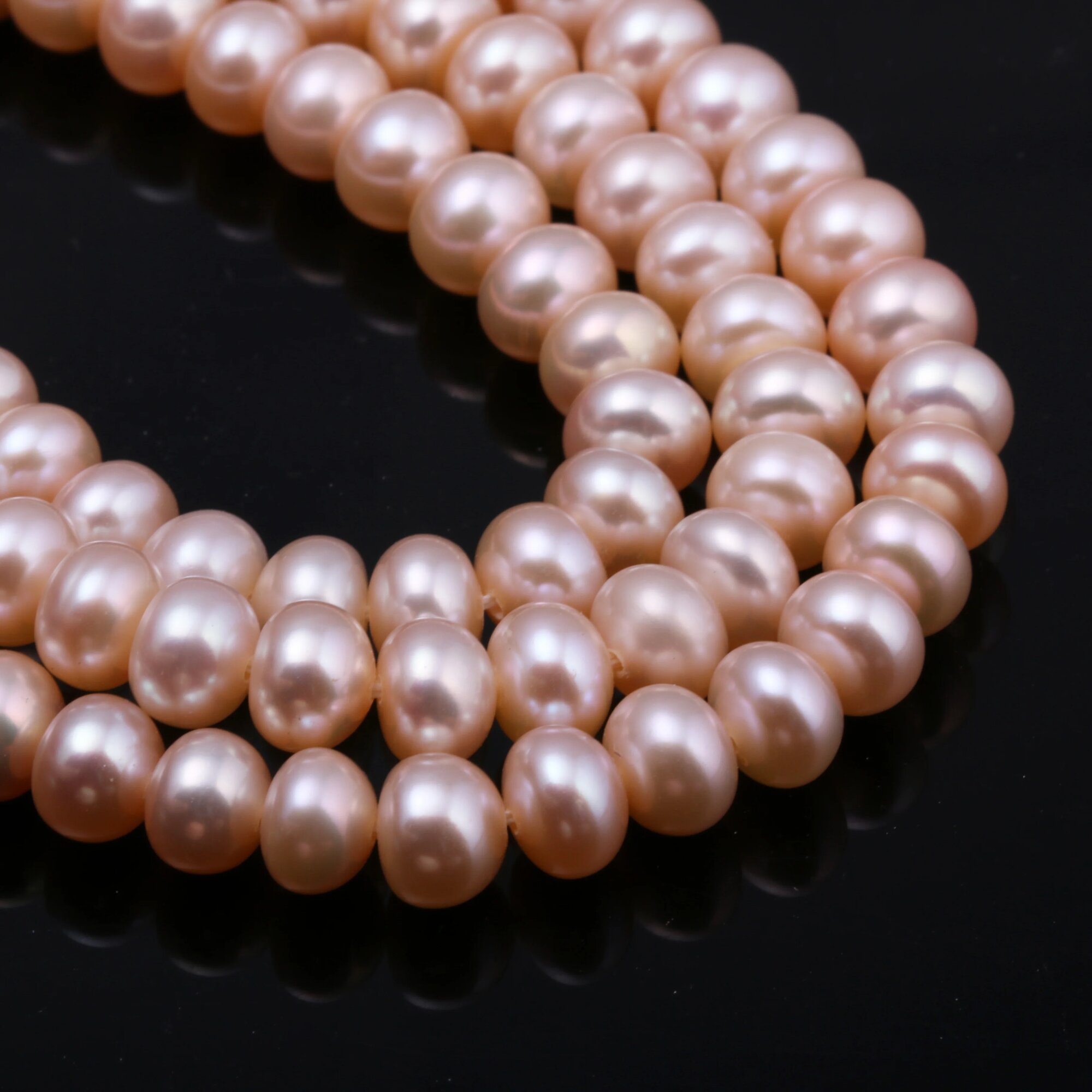 Натуральные пресноводные жемчужные бусины 6-7 мм Бежевый, 7-8mm, Розовый