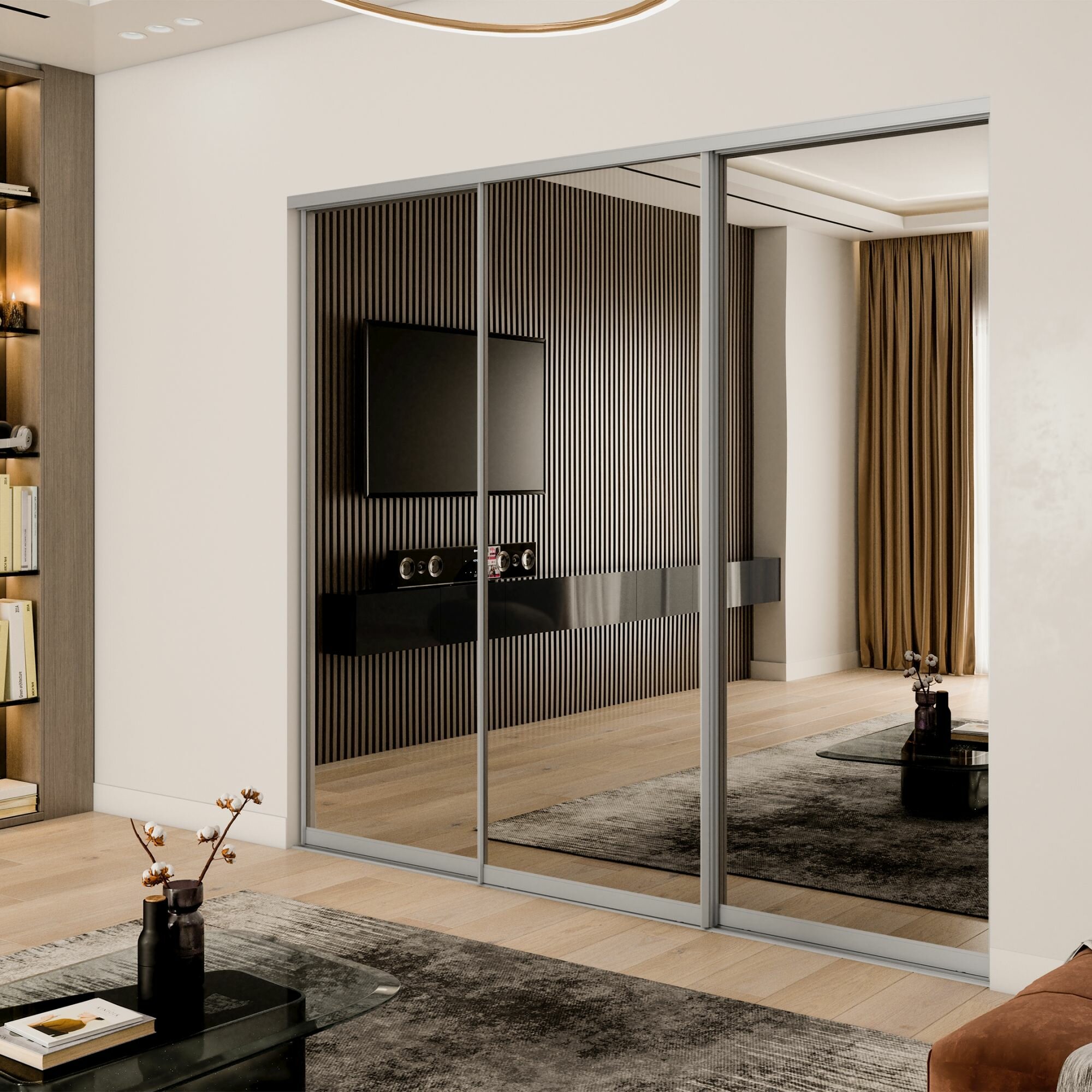 Готовое решение "Элегант" 3дв. Зеркало, Серебро профиль, 180х10х225