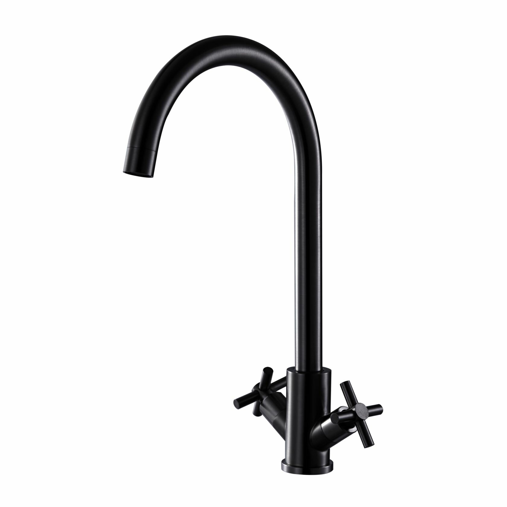 Смеситель для кухни двухвентильный, черный, сталь