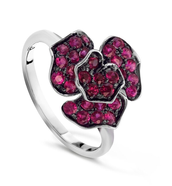 Перстень, белое золото, 585 проба, родирование, рубин