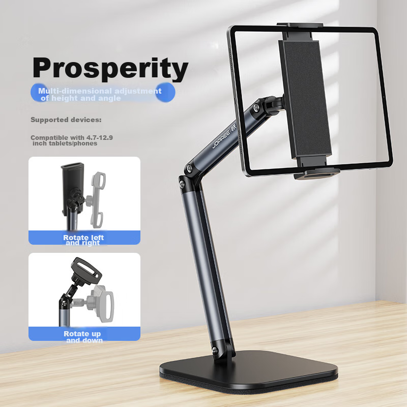 JOPREE Tablet Stand, Foldable Desktop IPad Holder, Phone Stand, Multifunctional Adjustable Rotating Stand for Live Streaming, Binge-Watching, TikTok, Office Work, Online Classes, And Bedside Use