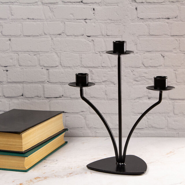 Канделябр Шато-Рише на 3 свечи 26*10 см черный, Омский Свечной, 962004