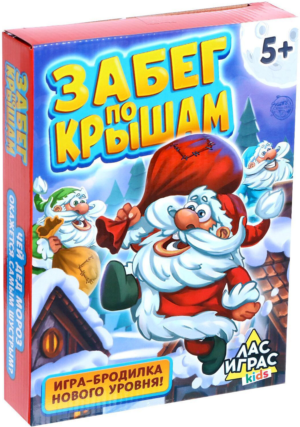 Настольная детская игра-бродилка "Забег по крышам" на удачливость, в наборе игровое поле и шарик