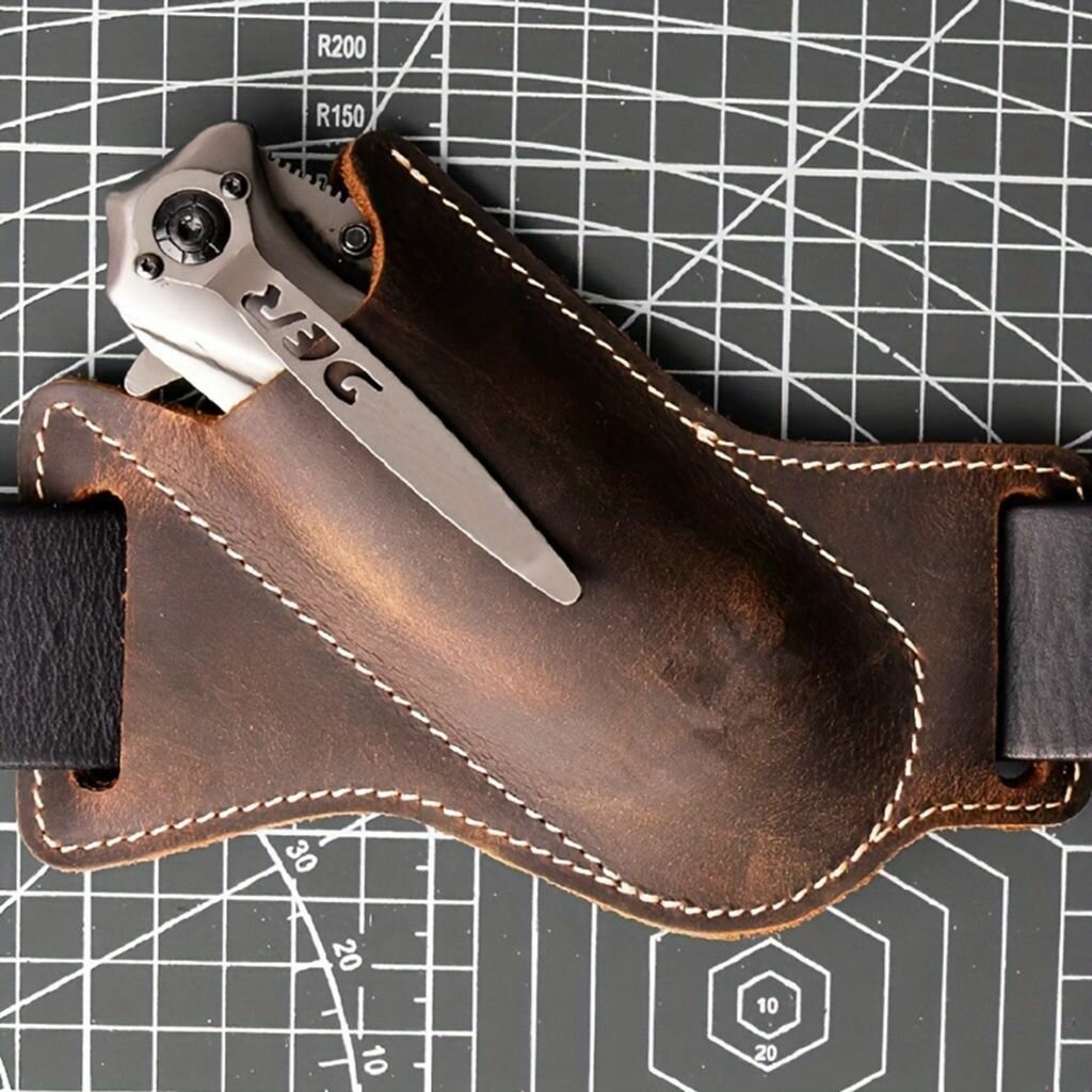 Сумка для аксессуаров ножей на поясном ремне, сумка инструментов складных ножей-темно-коричневый