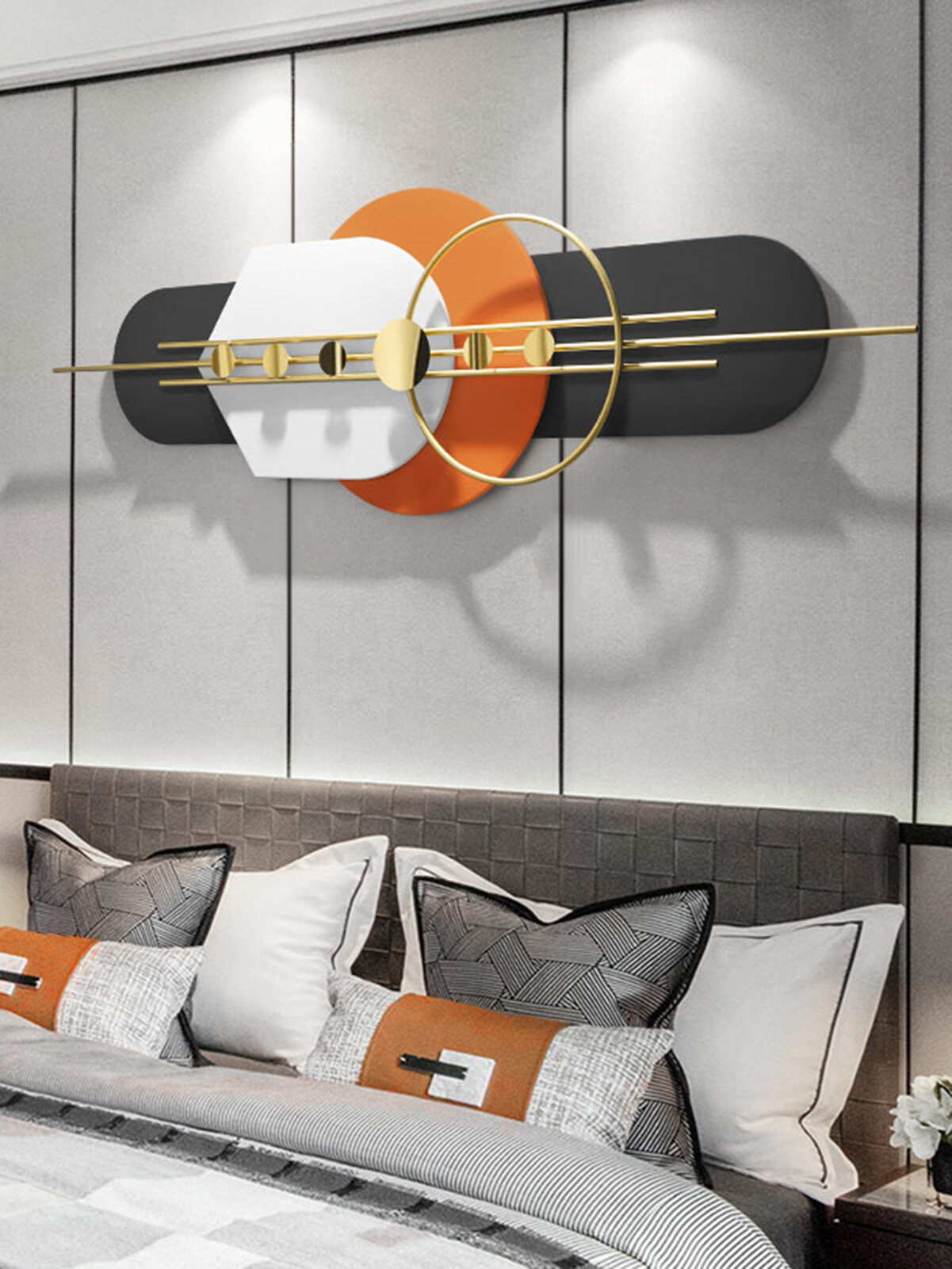 Панно настенное декоративное, декор для комнаты, панно металлическое на стену Арт-Деко, 130x40см