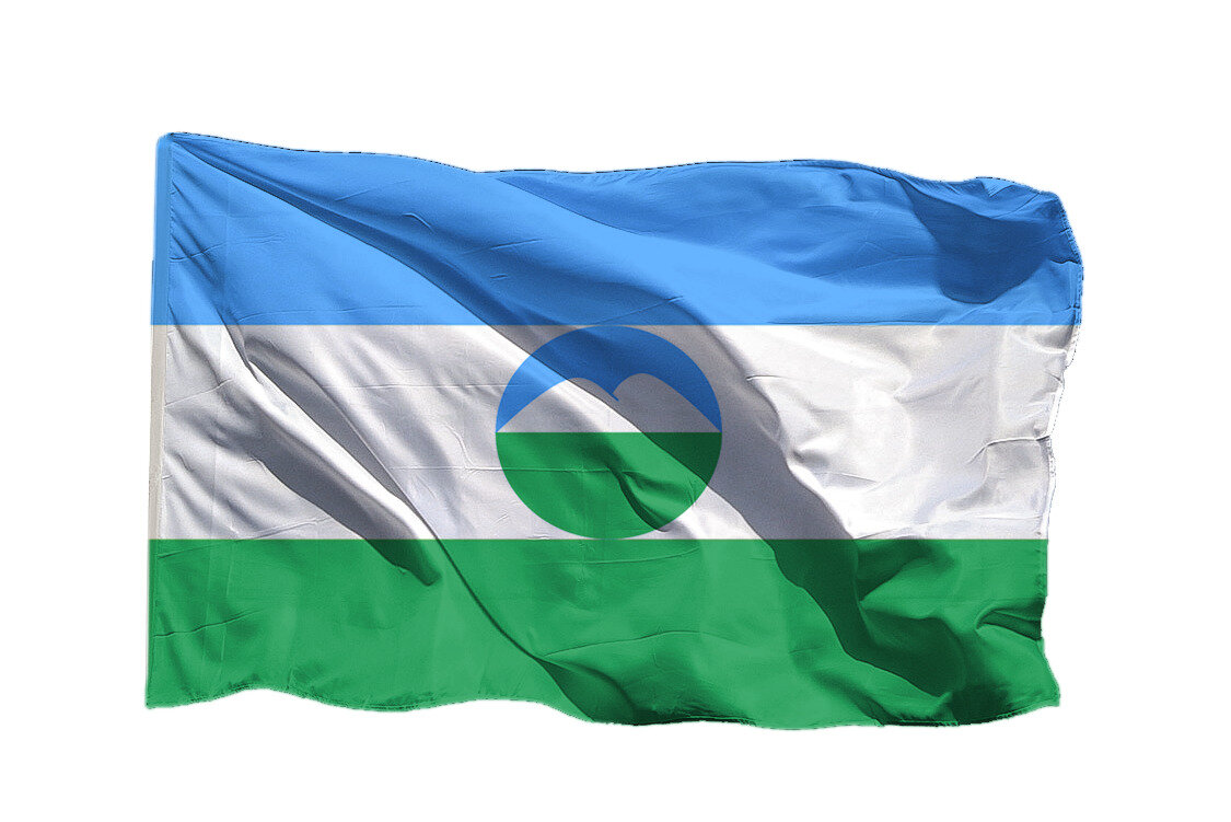 Флаг Кабардино-Балкарской Республики на шёлке, 70х105 см - для ручного древка