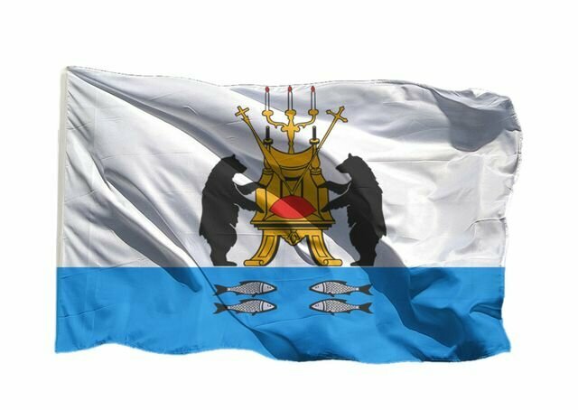 Флаг Великого Новгорода на шёлке, 70х105 см для ручного древка