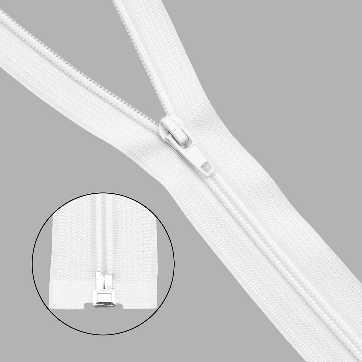 Молния витая т5 1 замок 75см (501 белый)