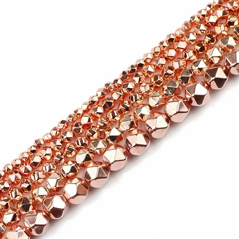 Граненые черные гематитовые бусины JHNBY 2/3/4/6/8 мм Розовый, 3mm 125pcs, Rose Gold
