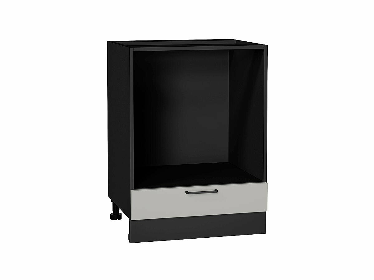 Шкаф нижний под духовку Флэт, цвет фасада Light Grey In 2S, цвет каркаса Graphite, 816*600*476 мм