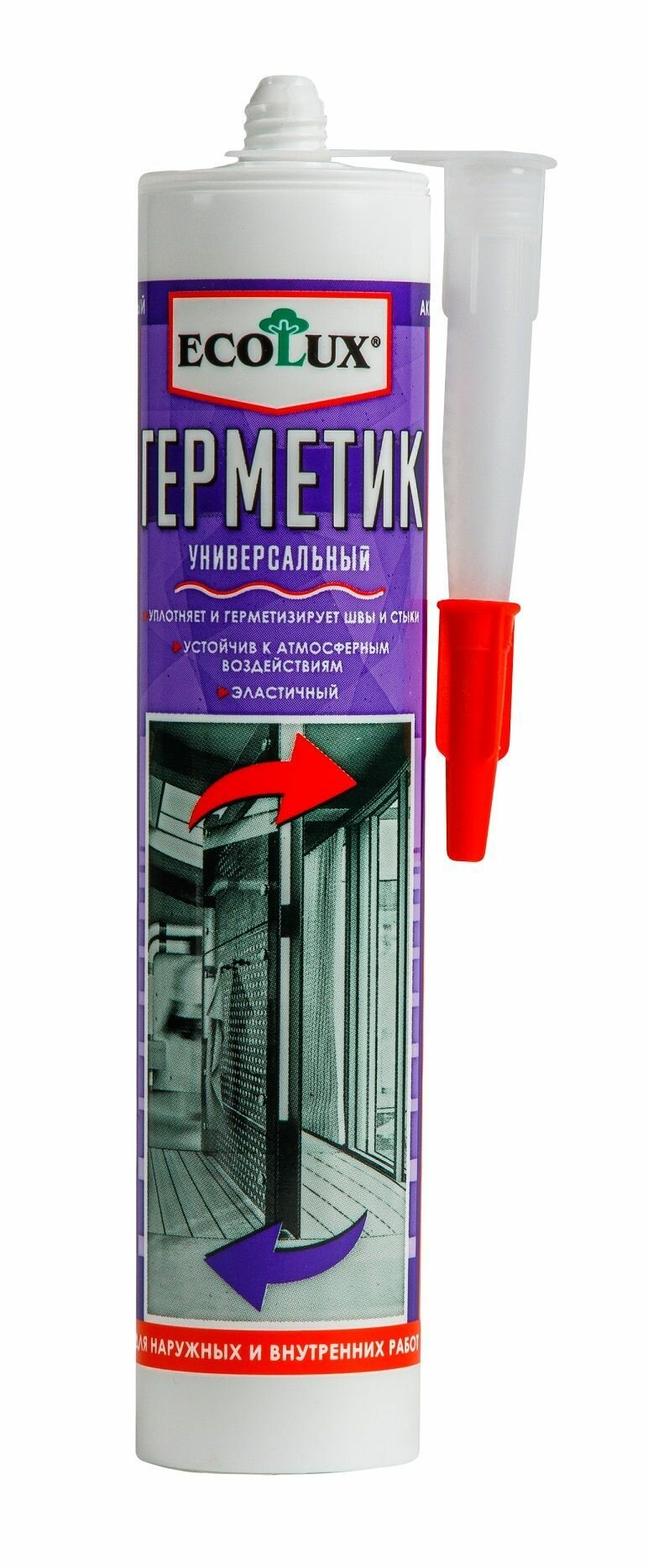 Герметик ECOLUX, акриловый, универсальный, белый, 290 мл