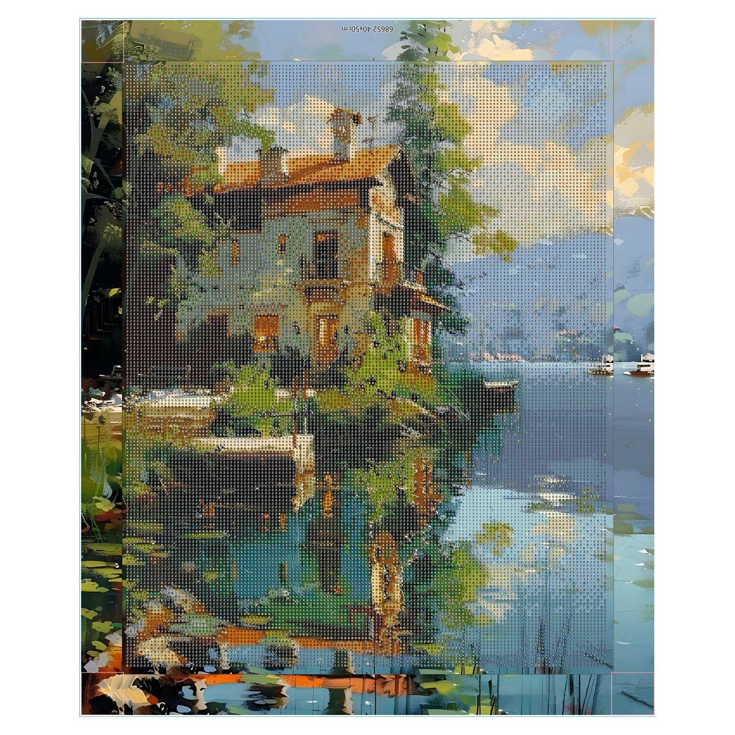 Алмазная мозаика "Дом на озере" 40*50 см