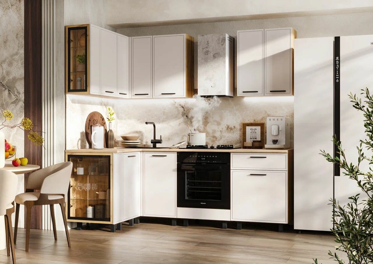 Кухня Бьянка 1,2х2,2м Кашемир, Дуб Крафт (Дуб вотан)