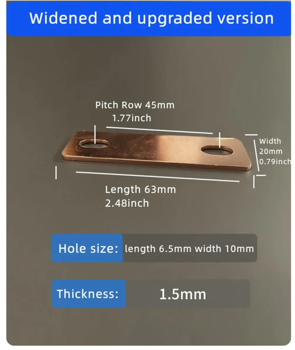 Медные соединительные шины VNSZNR для LiFePO4 аккумуляторов 30-300 Ач 45mm Width 20mm