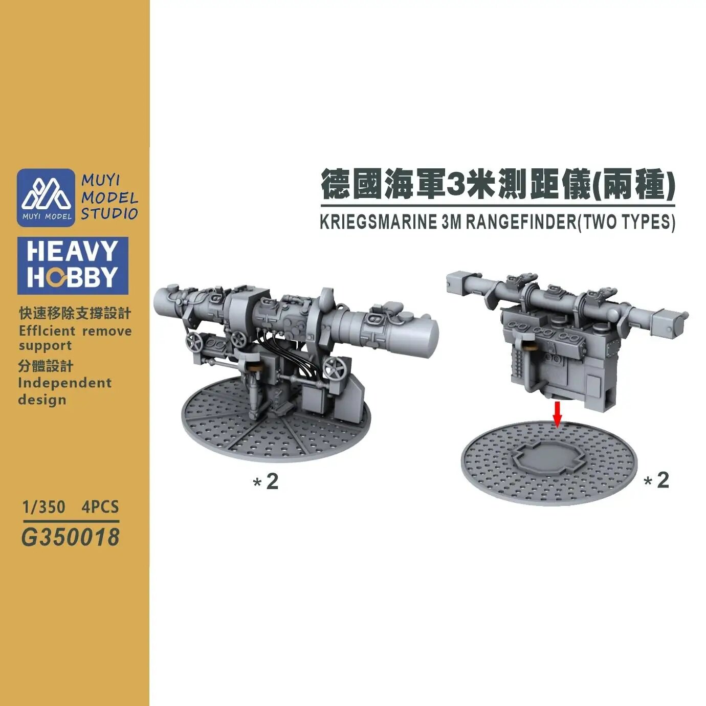 MUYI MODEL STUDIO 1/350 G350018 KRIEGSMARINE 3M RANGEFINDER (ДВА типа) комплект для 3D-печати