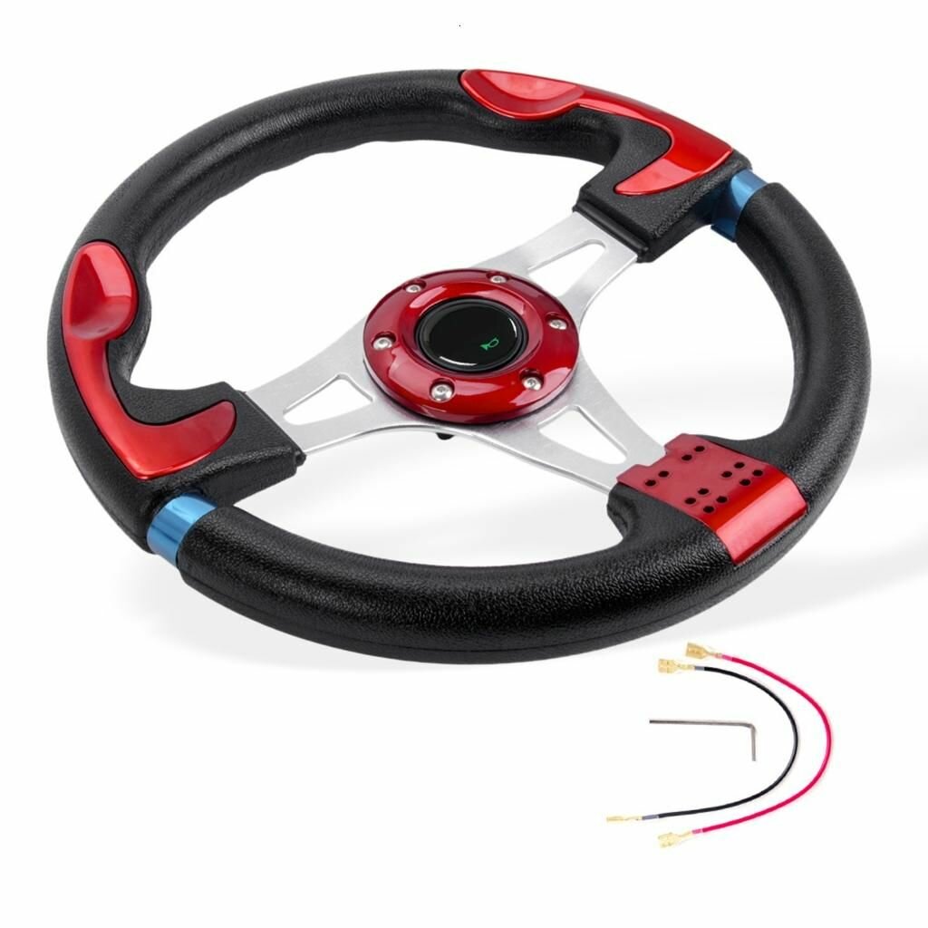 Алюминиевый руль 320 мм с PU покрытием, красный