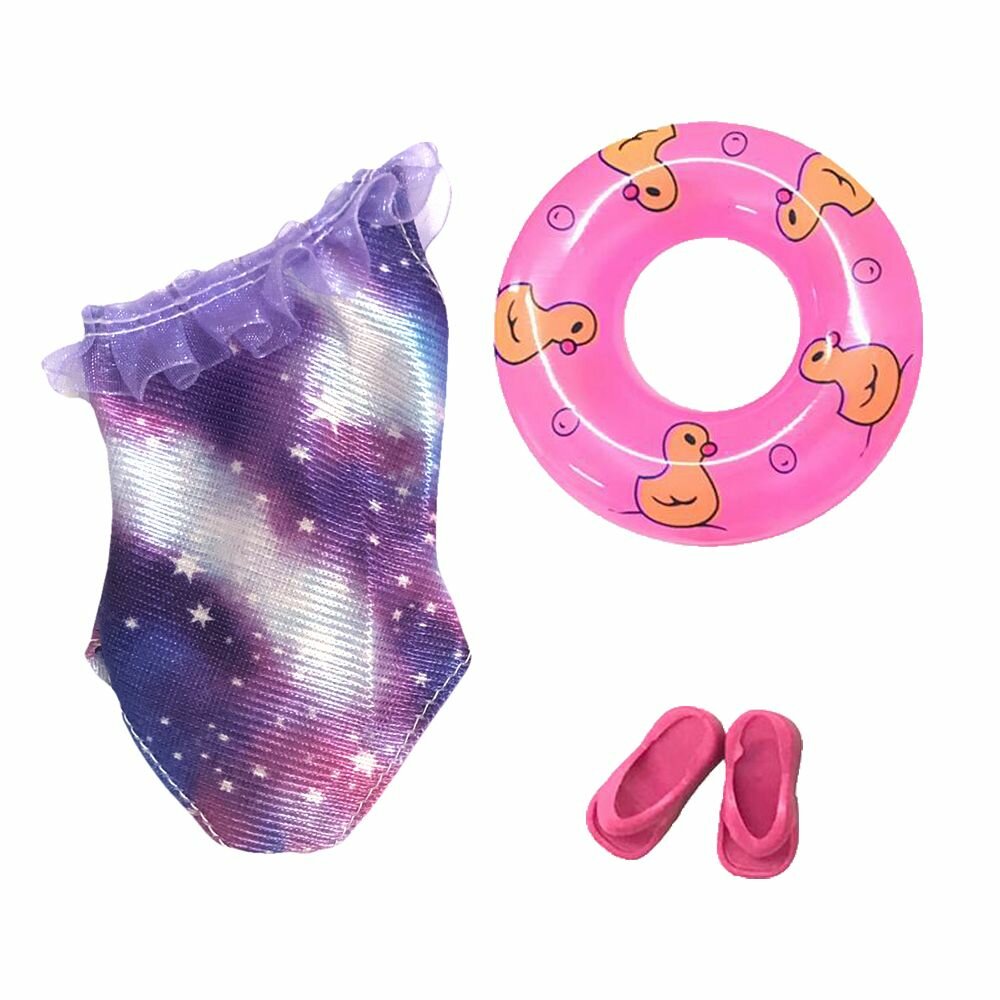Летний пляжный купальник для куклы Барби, Одежда + Тапочки + Спасательный круг