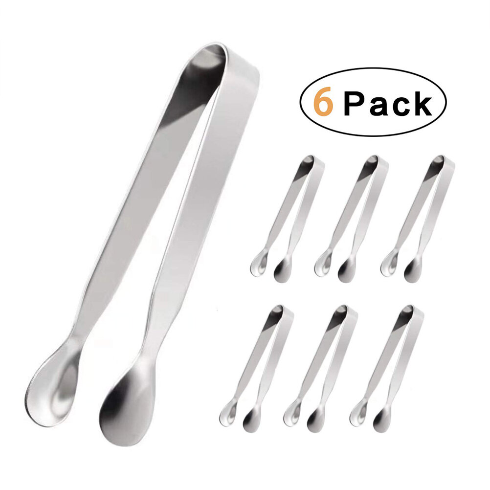 6PCS Ice Tongs Mini Serving Stainless Steel Kitchen for Appetizers Sugar Cube