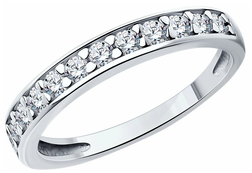 Кольцо, серебро, 925 проба, родирование, фианит