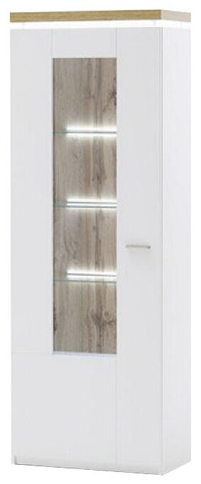 Витрина Лия Белый 101/ Дуб золотой крафт 003 NEW 70x38x198 см, белый 101/дуб золотой крафт 003 Фиеста