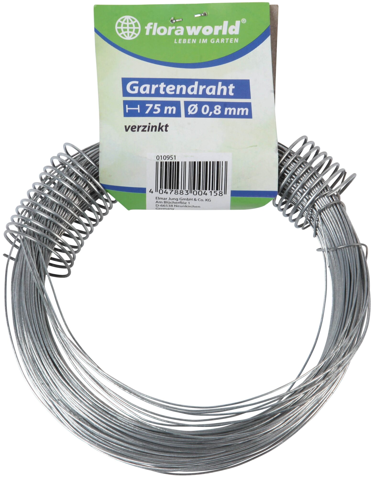 Проволока обвязочная для растений, оцинкованная, диаметр 0,8 мм, длина 75 м