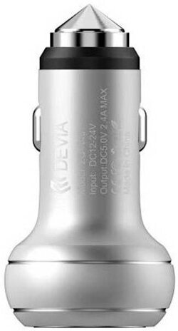 Автомобильное зарядное устройство Devia Thor Dual USB Port Car Charger, серебристое