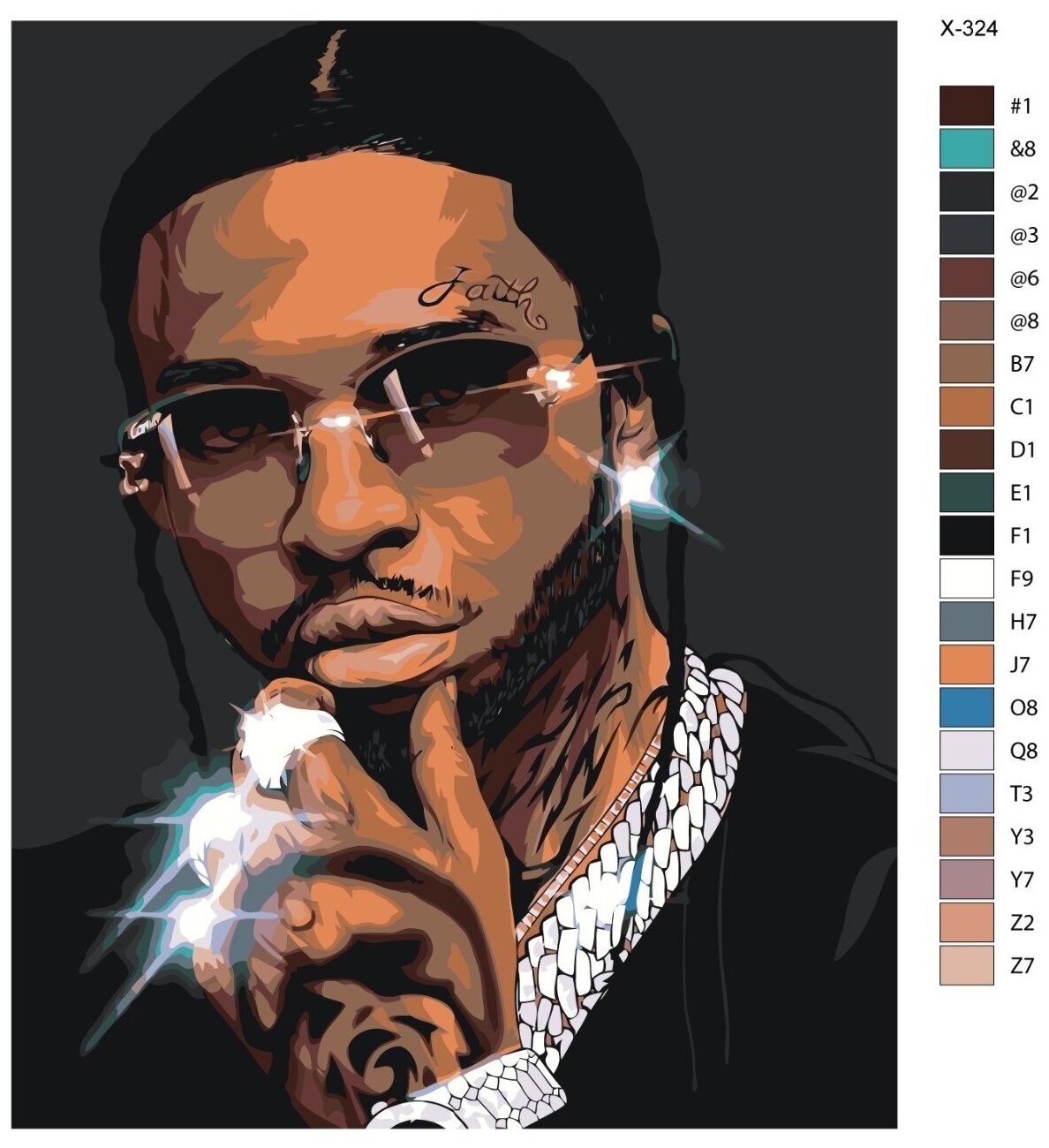 Картина по номерам X-324 "Pop Smoke" 60x80