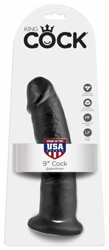 Фаллоимитатор реалистик на присоске черный King Cock 9 Cock Black