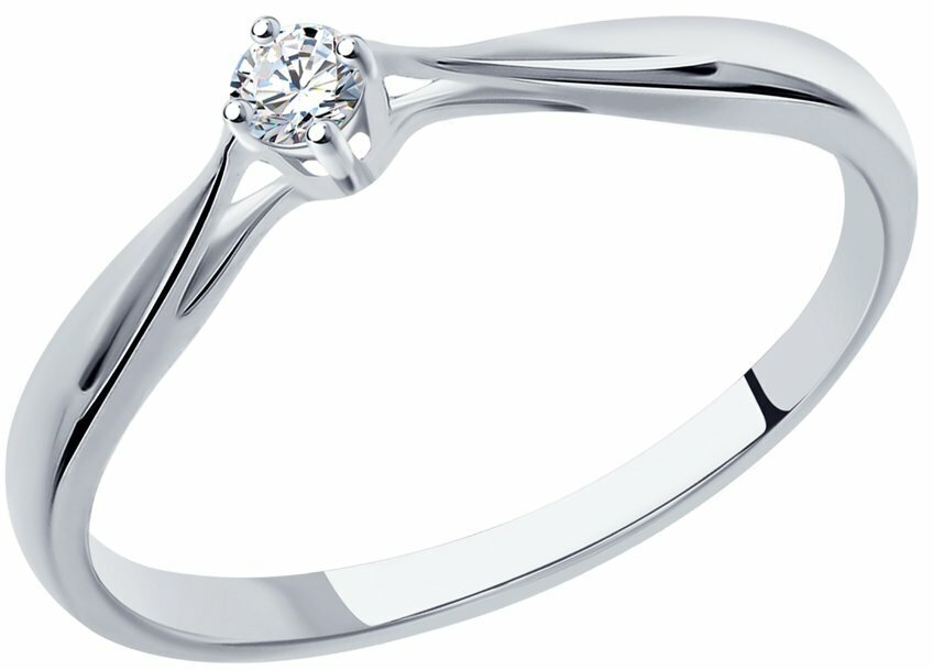 Кольцо помолвочное, белое золото, 585 проба, родирование, бриллиант