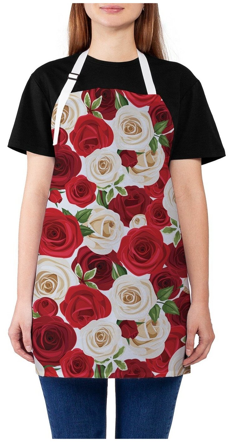 Фартук для кухни тканевый "Галактика роз" / водоотталкивающий, универсальный размер , JoyArty