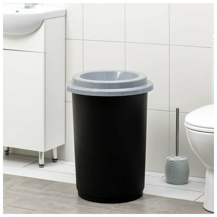 Ведро 50 л, IDEA, для мусора, серый