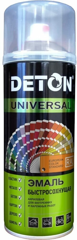 Эмаль акриловая флуоресцентная быстросохнущая Deton UNIVERSAL желтый, RAL 1026, аэрозоль 520 мл DTN-A07268